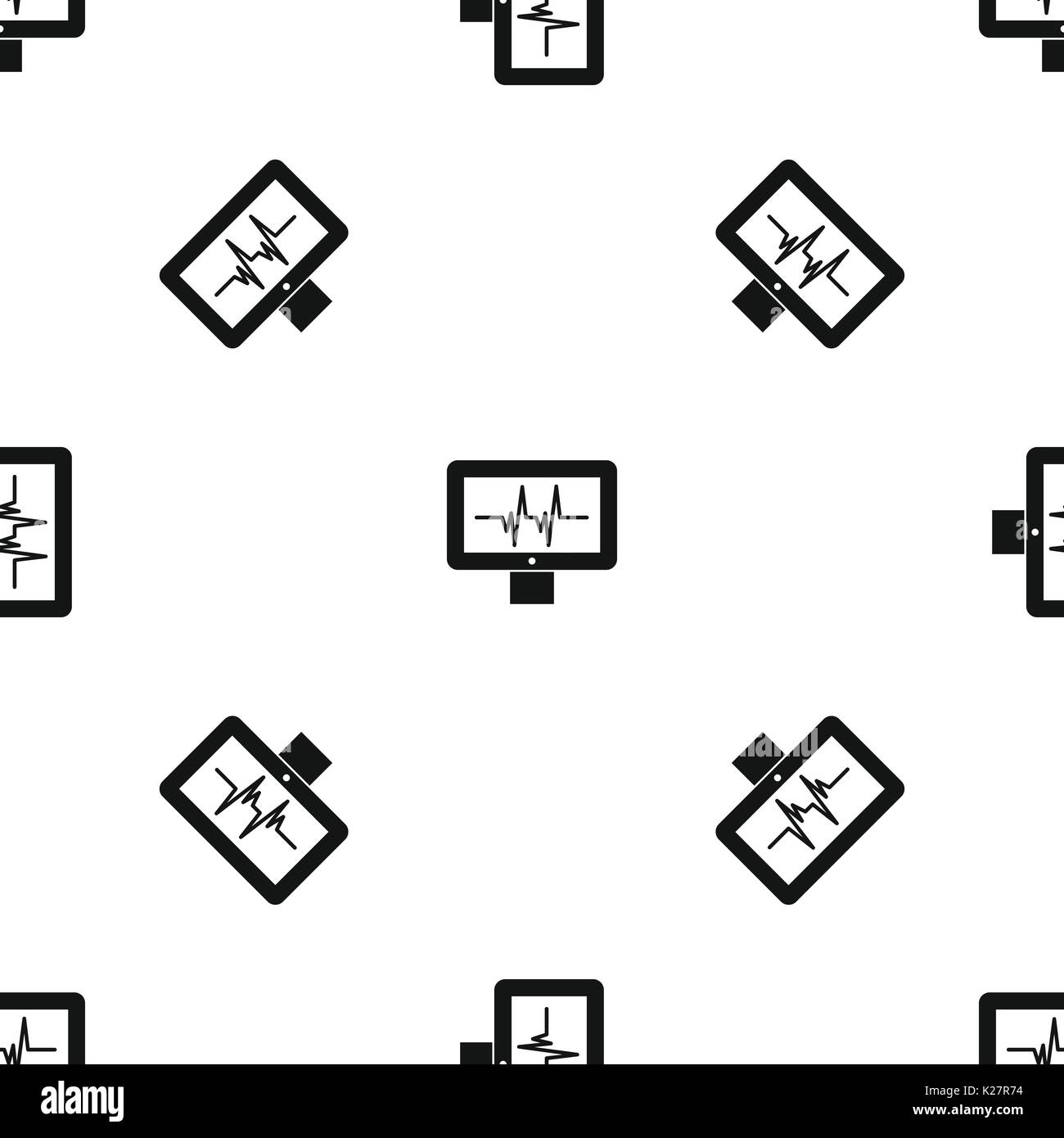 Electrocardiogram monitor pattern seamless black Stock Vector Image ...