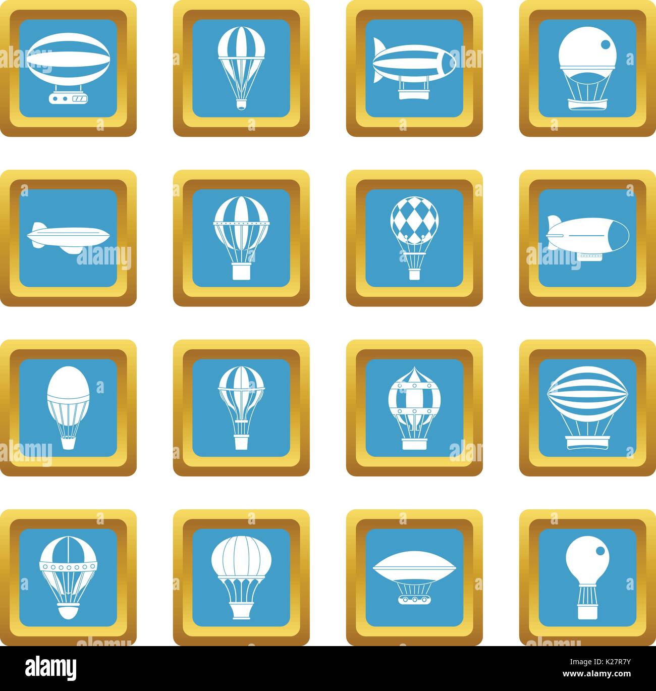 Retro balloons aircraft icons azure Stock Vector Image & Art - Alamy
