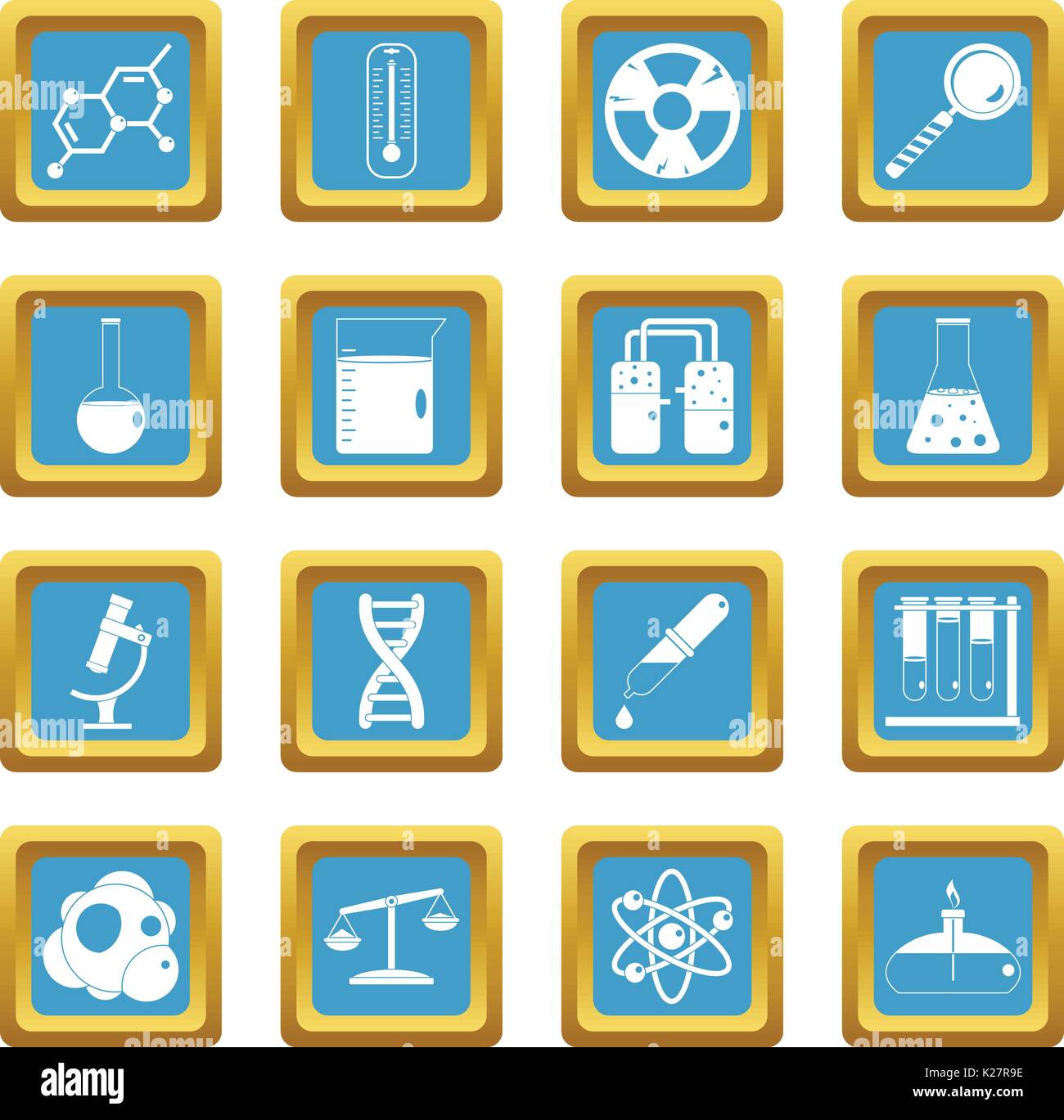 Chemical laboratory icons azure Stock Vector Image & Art - Alamy