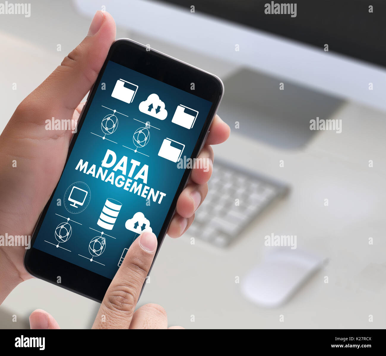 DATA MANAGEMENT File Database Cloud Network technology concept Stock Photo - Alamy
