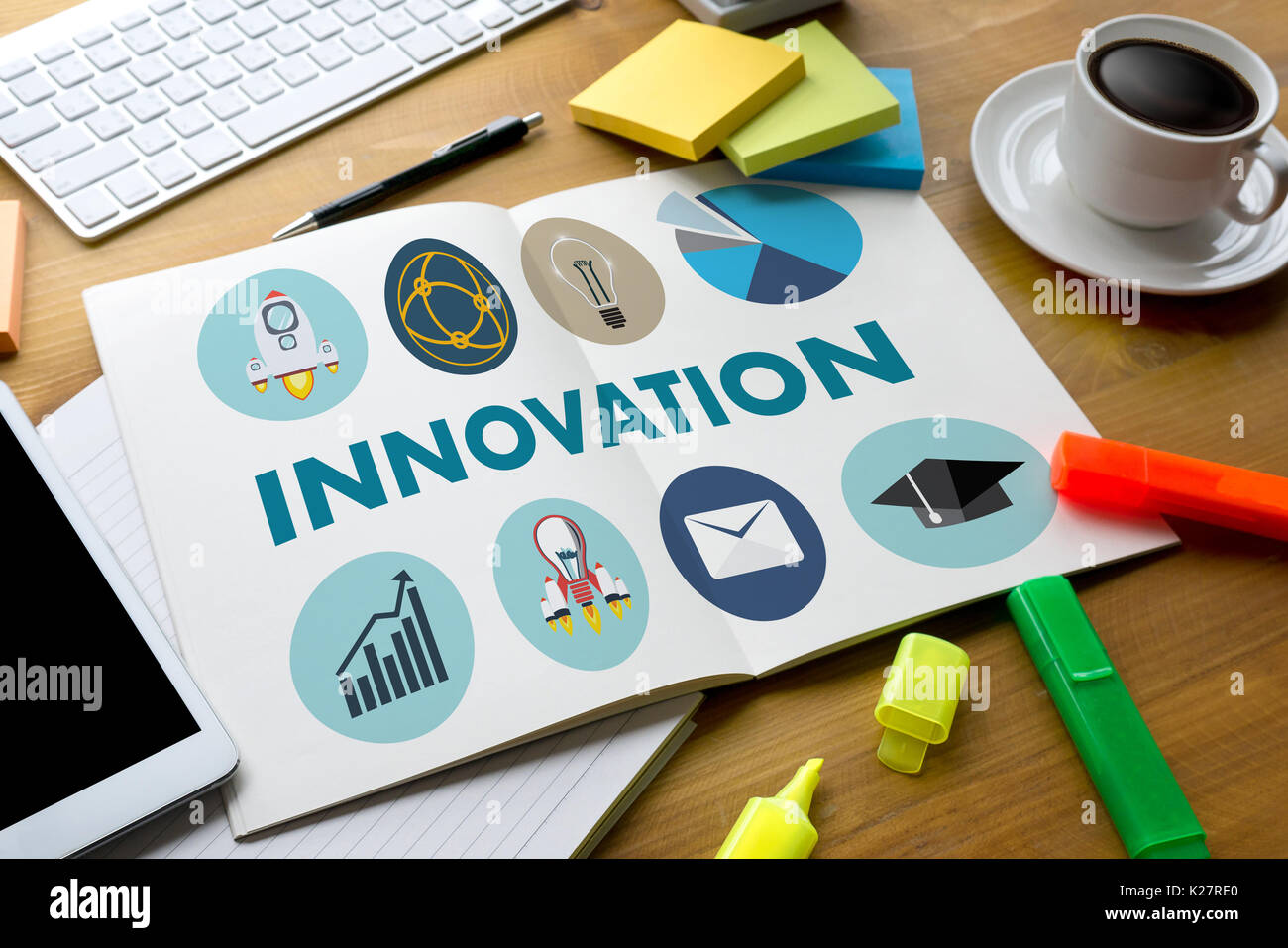 INNOVATION think creative ideas Invent Knowledge Creative process Stock ...