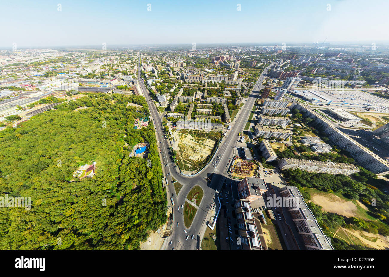 Aerial view of downtown. Crossroads, houses, buildings and parks Stock ...