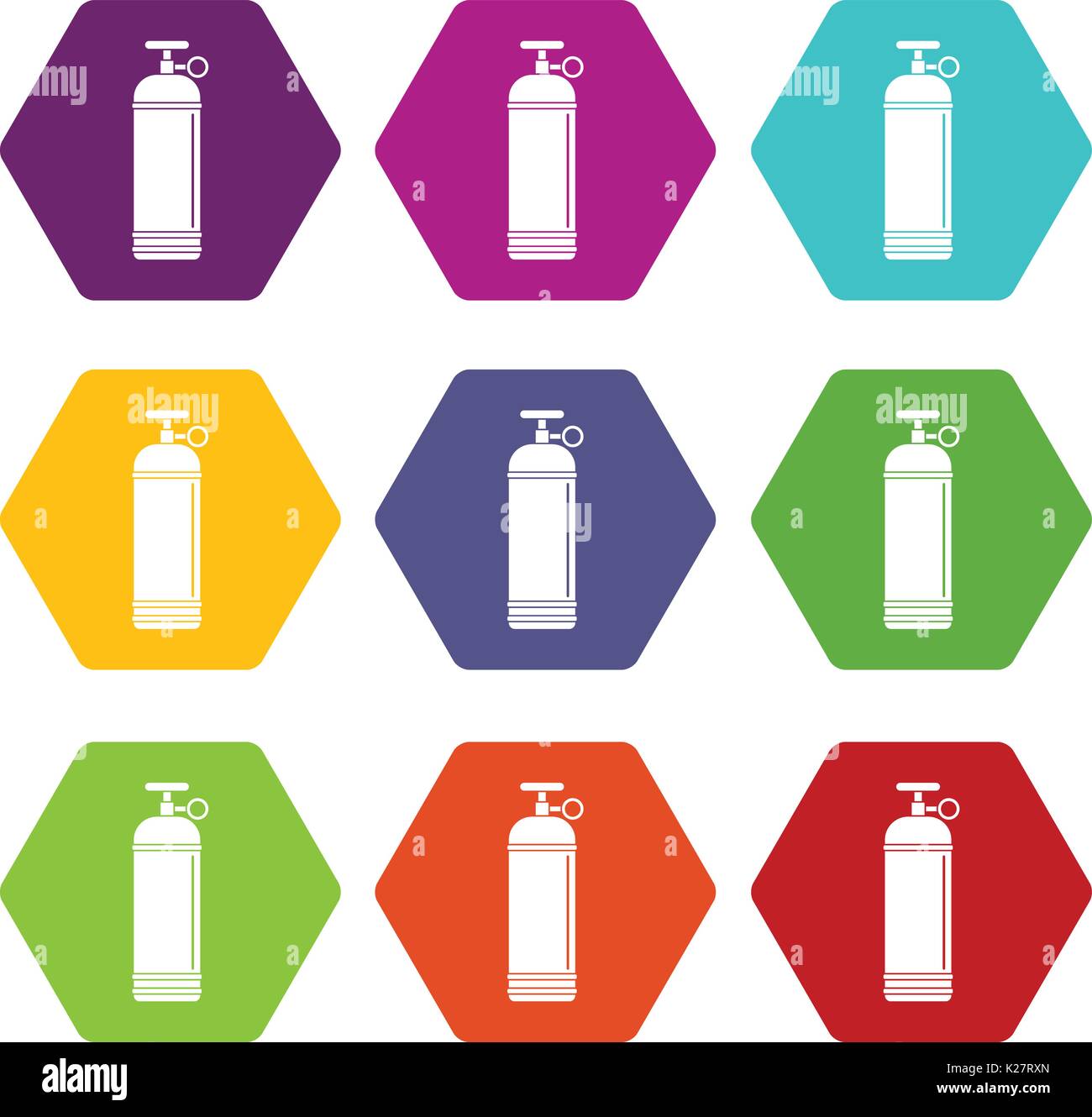 Compressed gas container icon set color hexahedron Stock Vector Image ...