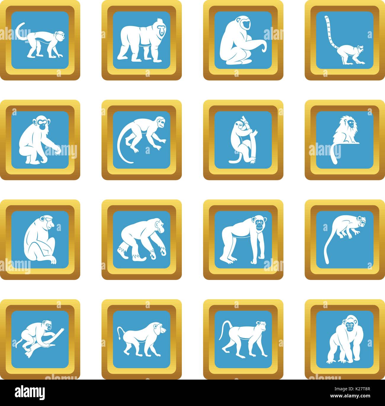 Monkey types icons azure Stock Vector Image & Art - Alamy