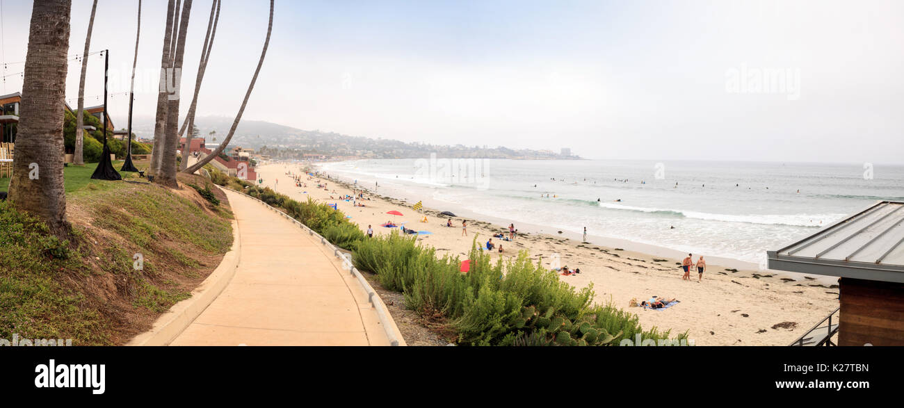 Overcast cloudy day over Scripps pier Beach in La Jolla, California at ...