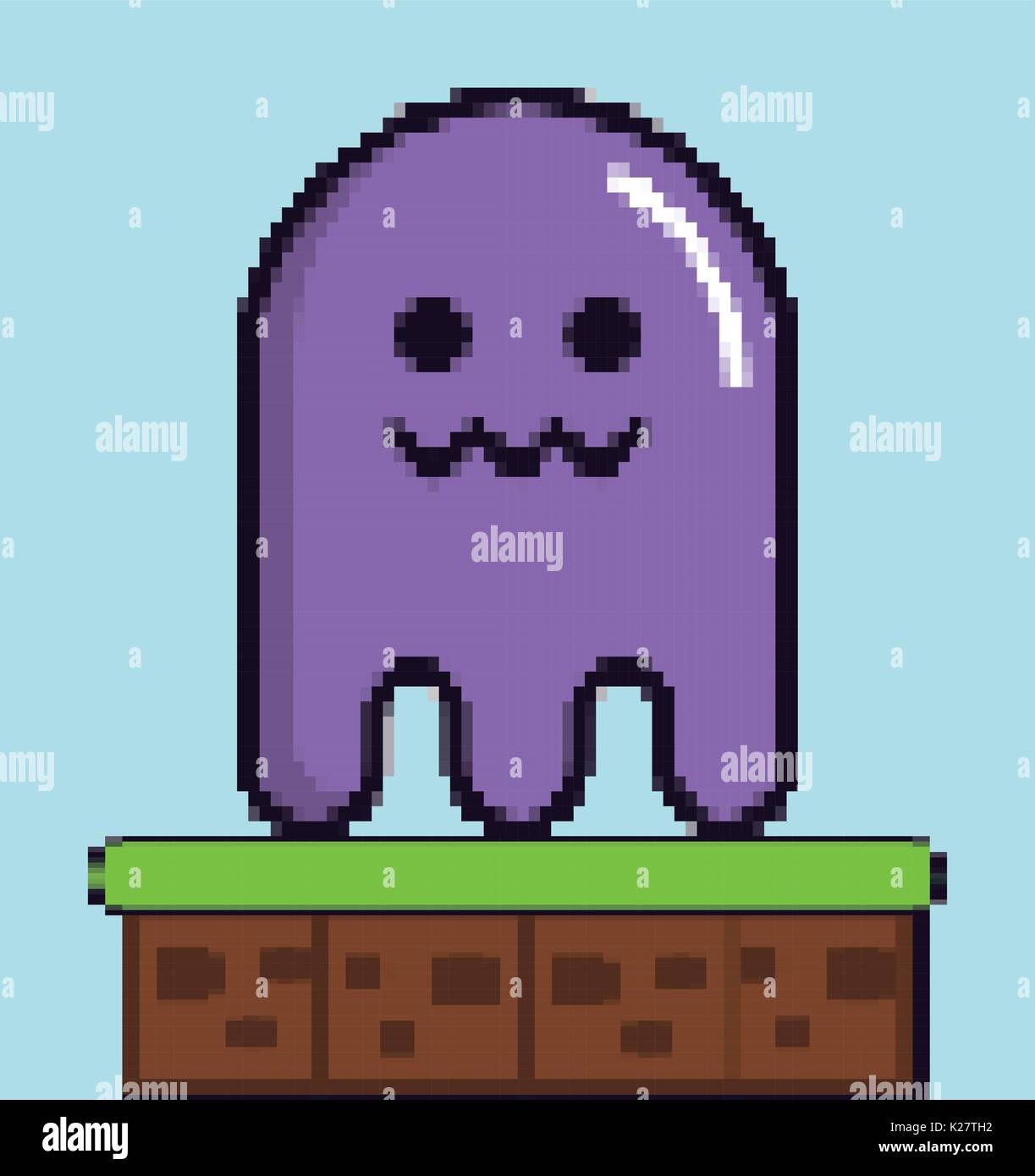 ghost game pixel figure over blue background colorful design vector ...