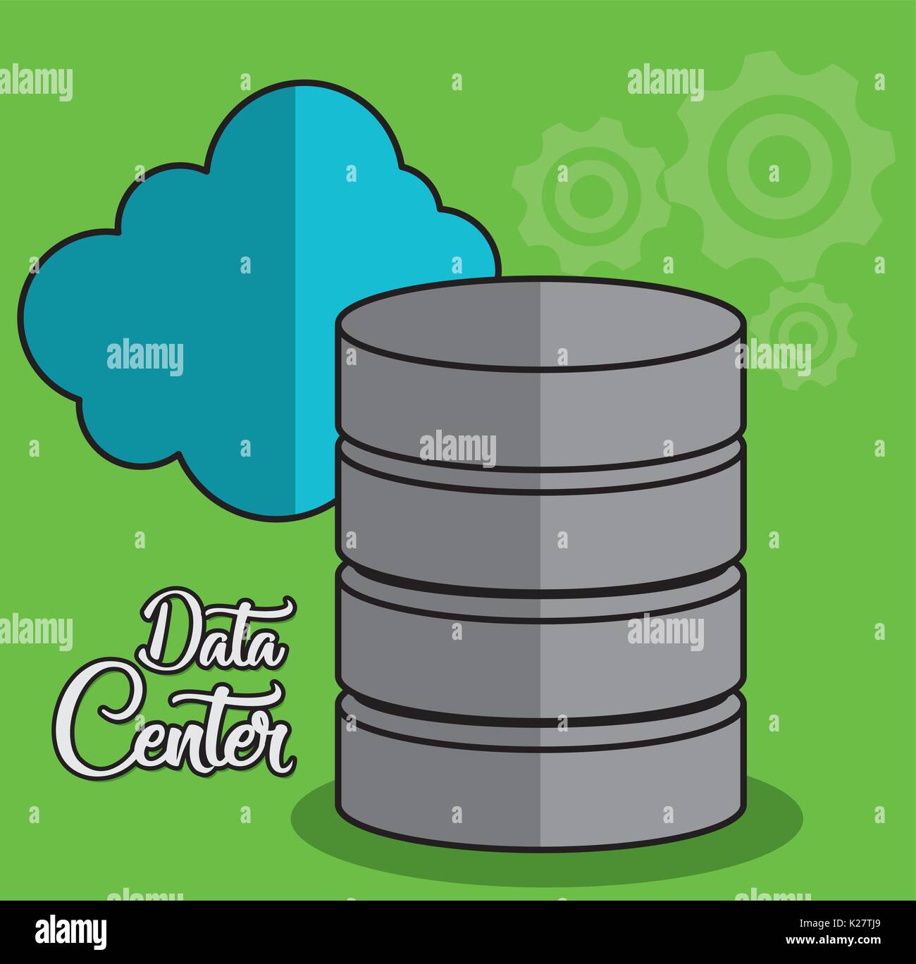 cloud and data center disk icon over green background colorful design vector illustration Stock ...