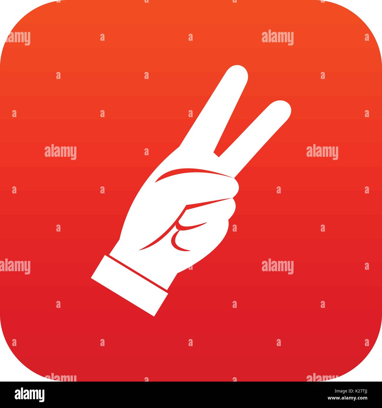 Hand showing victory sign icon digital red Stock Vector Image & Art - Alamy