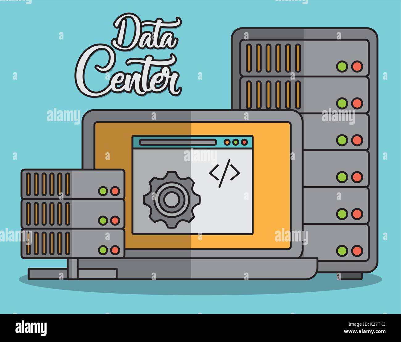 data center related icons over blue background colorful design vector ...