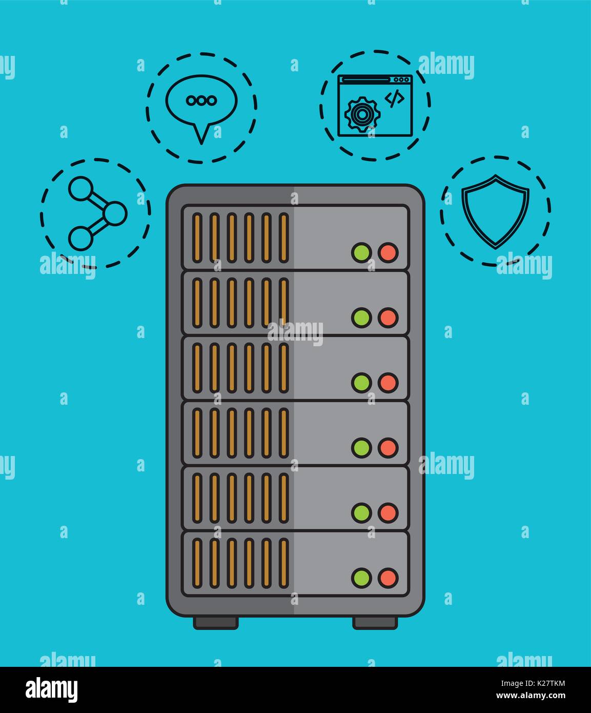 data center cabinet icon over blue background colorful design vector ...