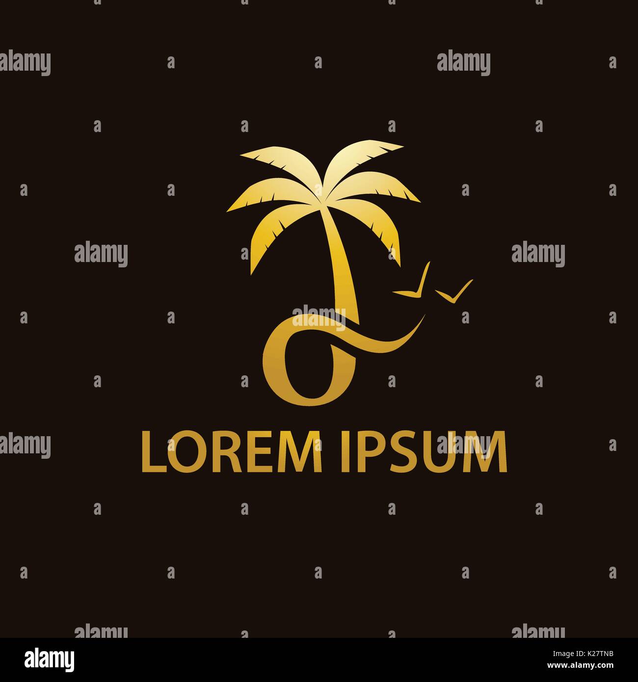 letter o with palm tree, symbol design, isolated on white background ...