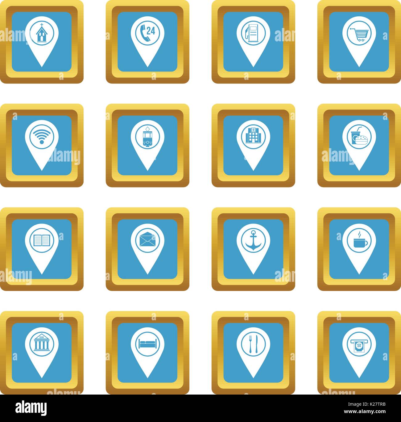 Points of interest icons azure Stock Vector Image & Art - Alamy