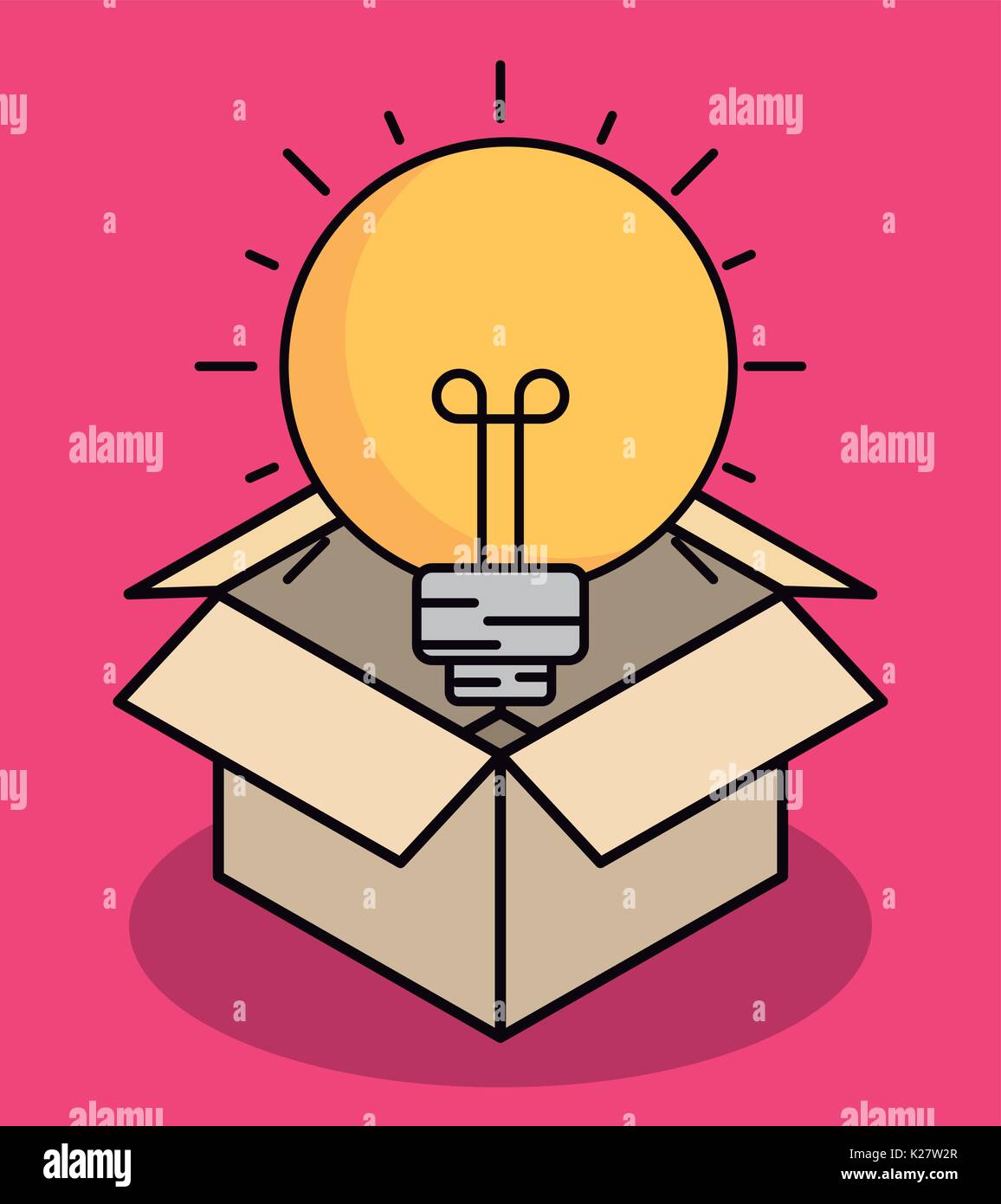 box and light bulb icon over pink background colorful design vector ...