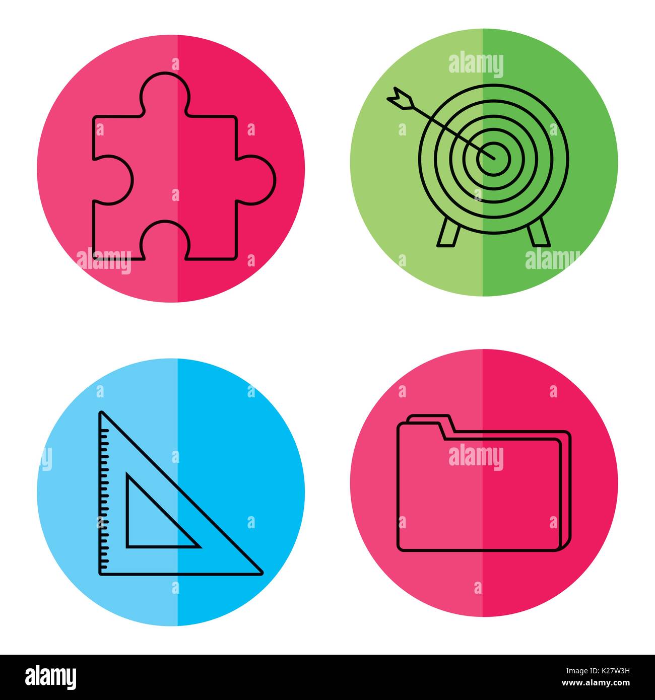 creative process related icons over colorful circles and white ...