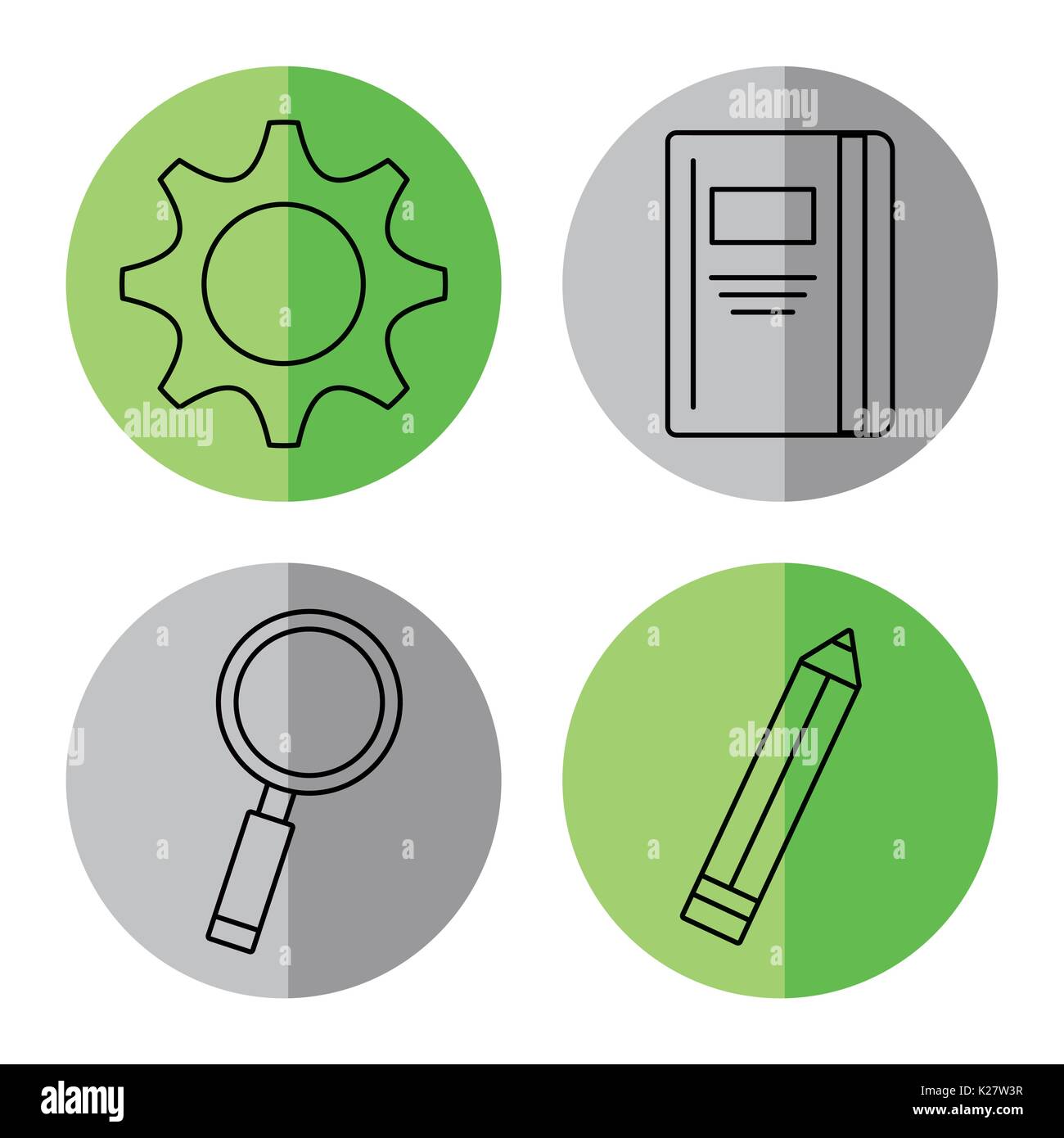 creative process related icons over colorful circles and white ...