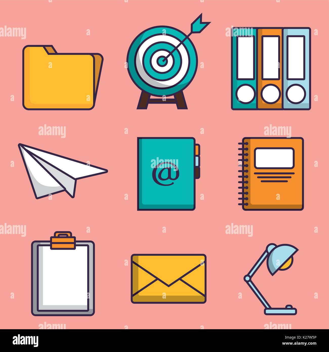 office elements related icons over pink background colorful design ...