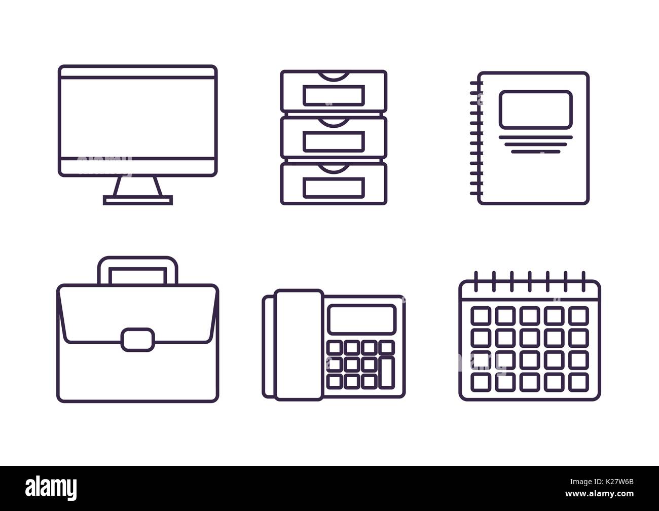 office elements related icons over white background vector illustration ...