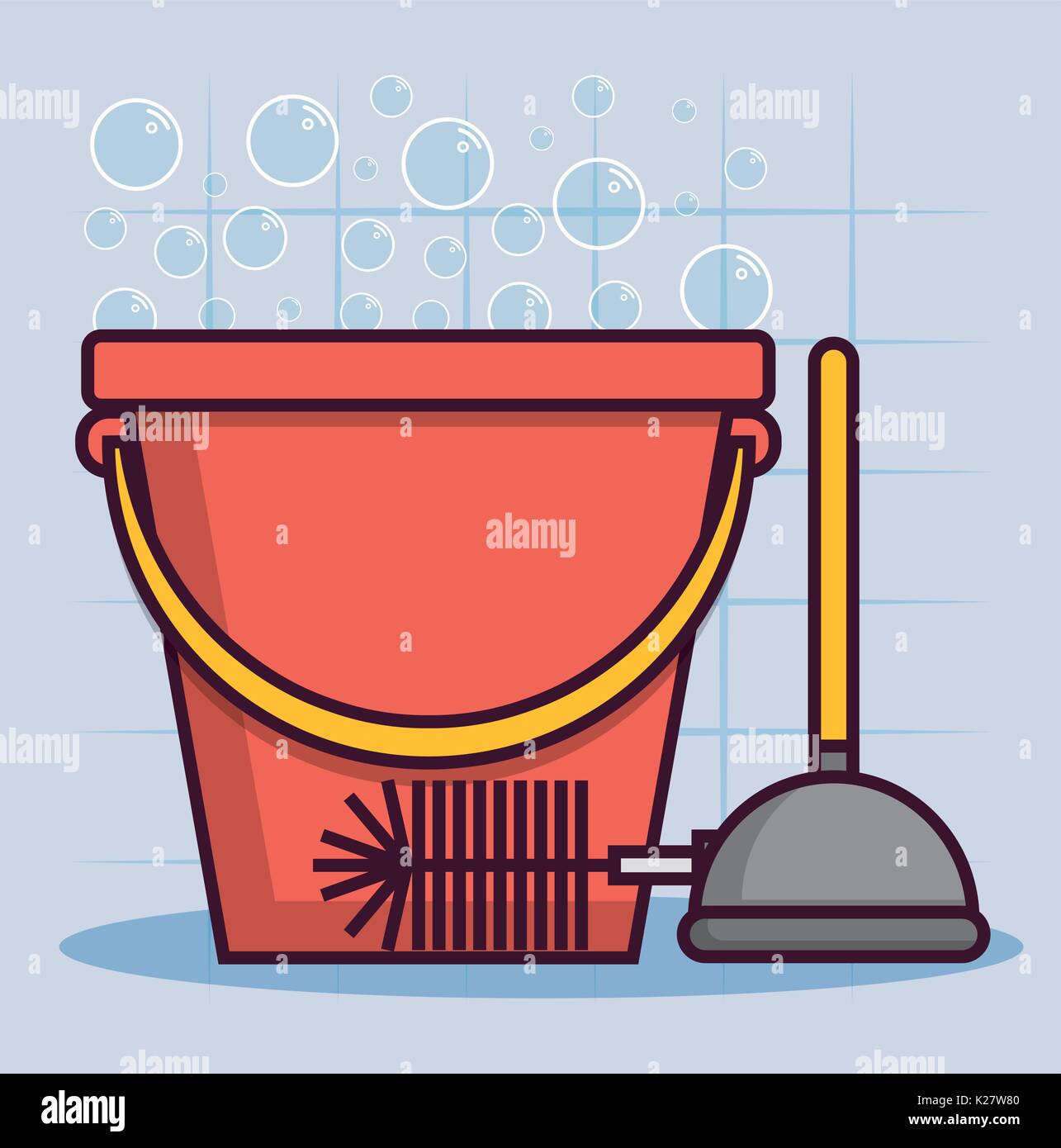 bucket and plunger icon over white background colorful design vector ...