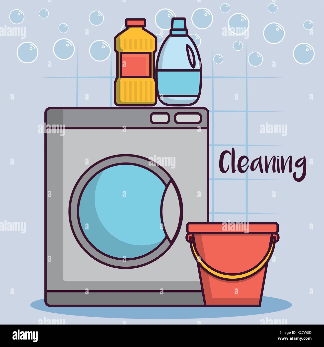 washing machine and cleaning equipments icon over white background ...