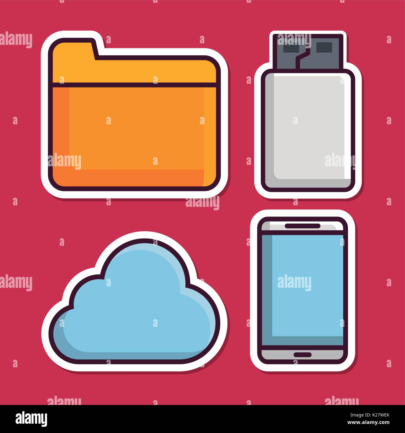 cyber security related icons over red background colorful design vector ...