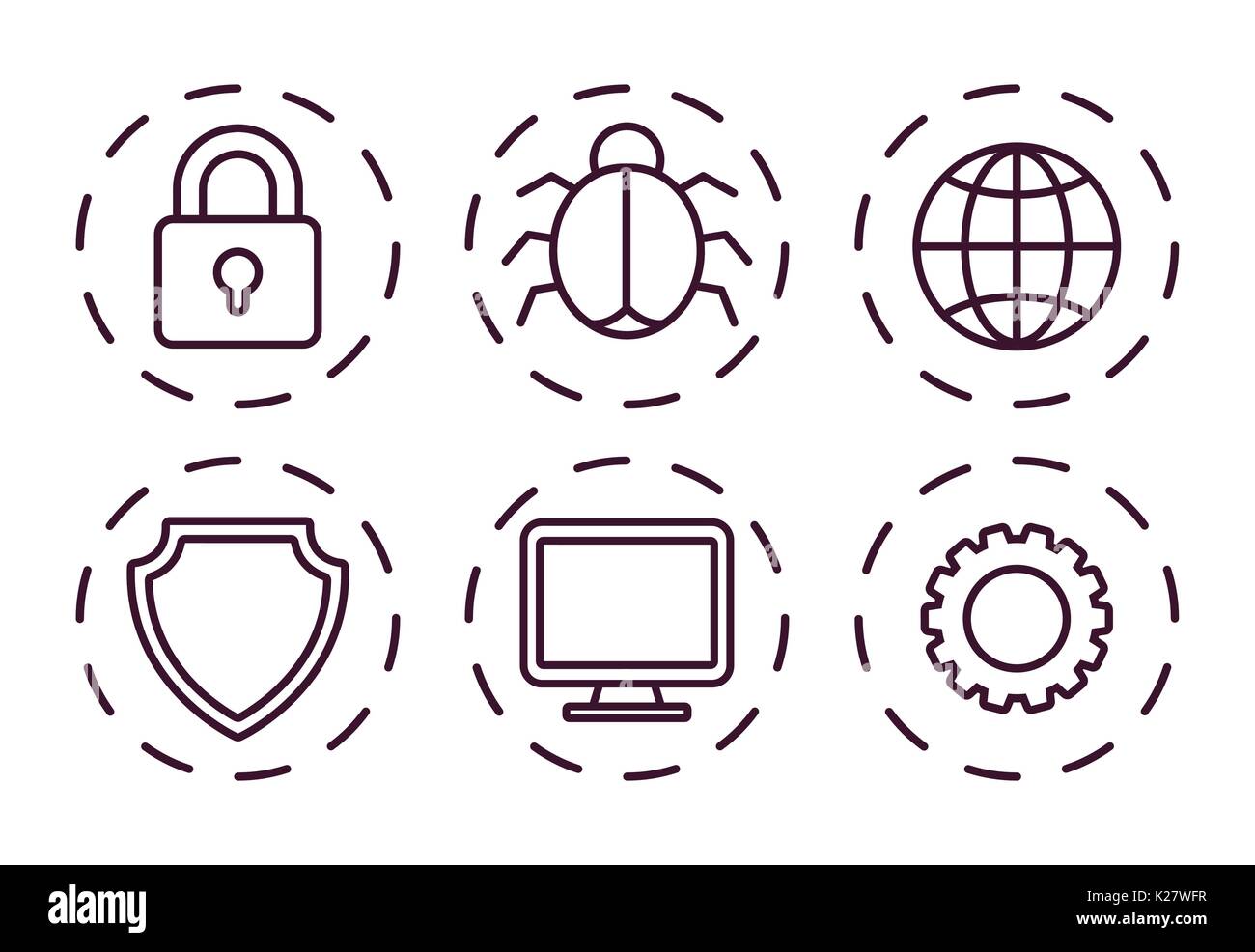 cyber security related icons over white background vector illustration ...