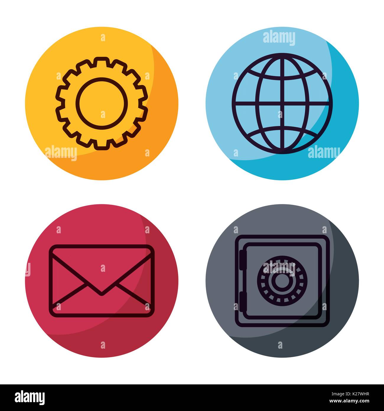 cyber security related icons over colorful circles and white background ...