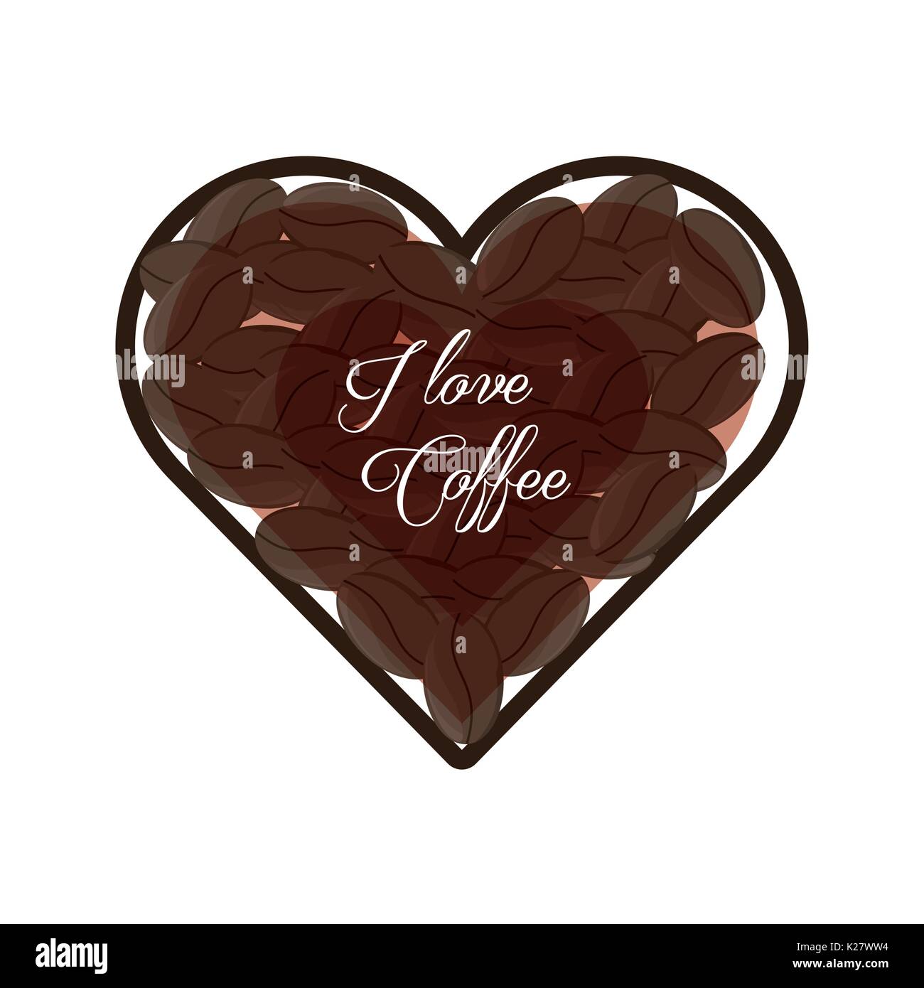 flat beans of coffee forming a heart vector illustration Stock Vector ...