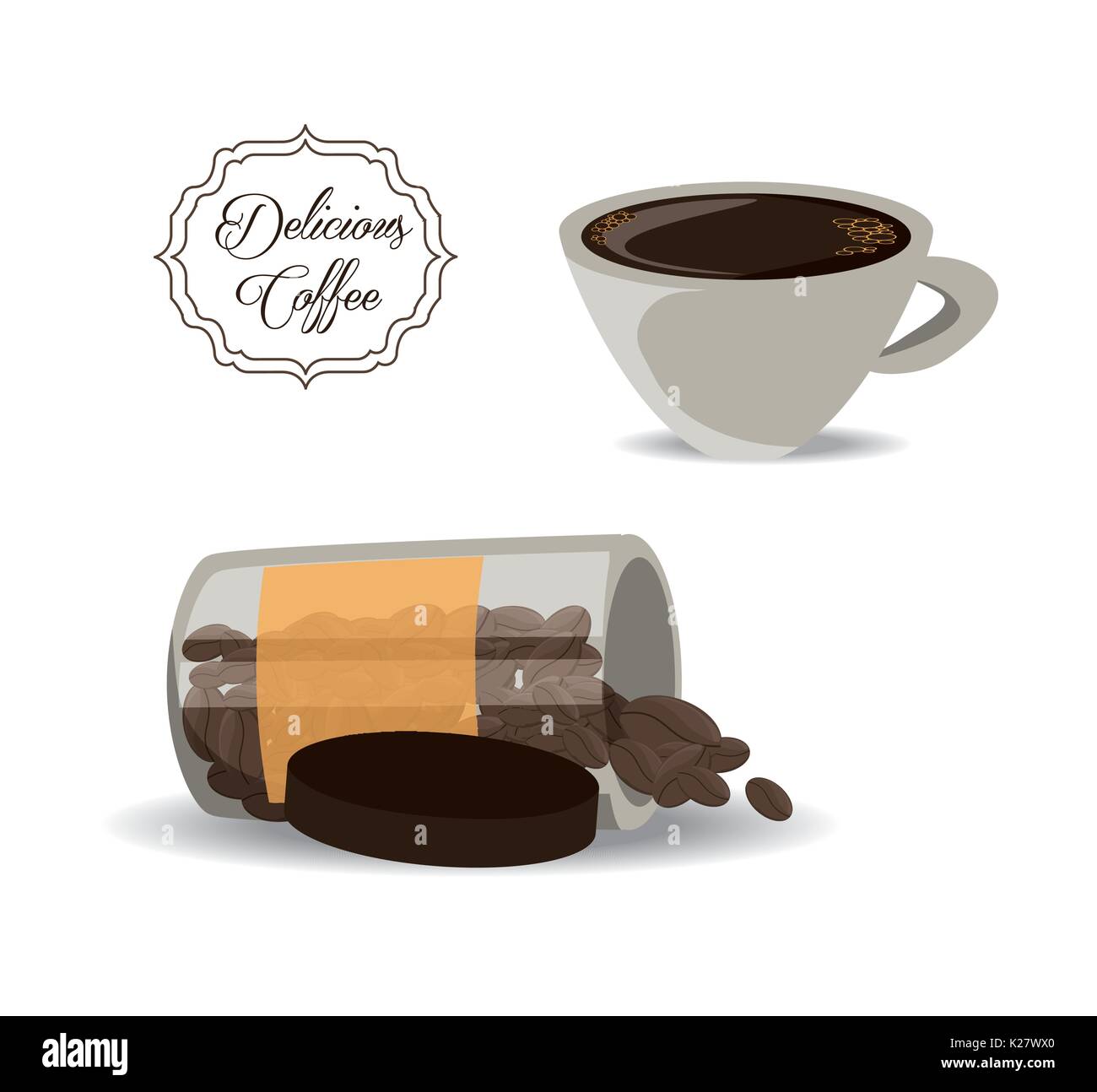 flat set icon jar and cup of coffee vector illustration Stock Vector ...