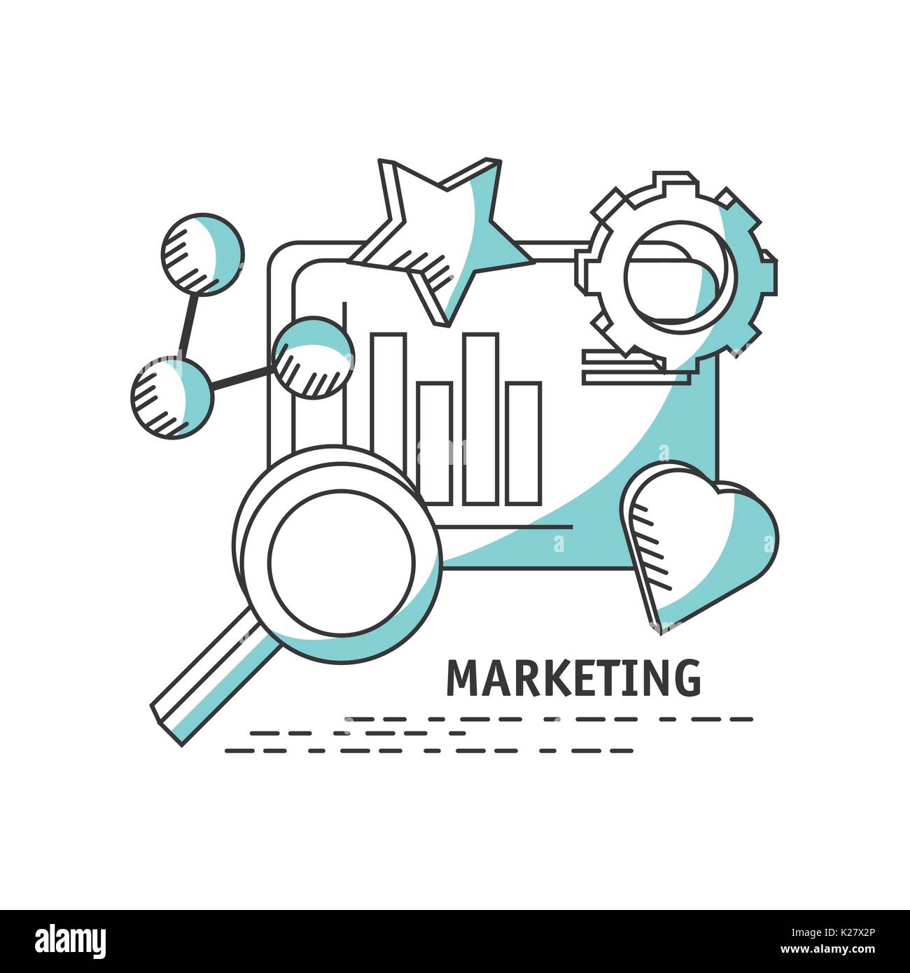 line digital marketing media planning vector illustration Stock Vector ...
