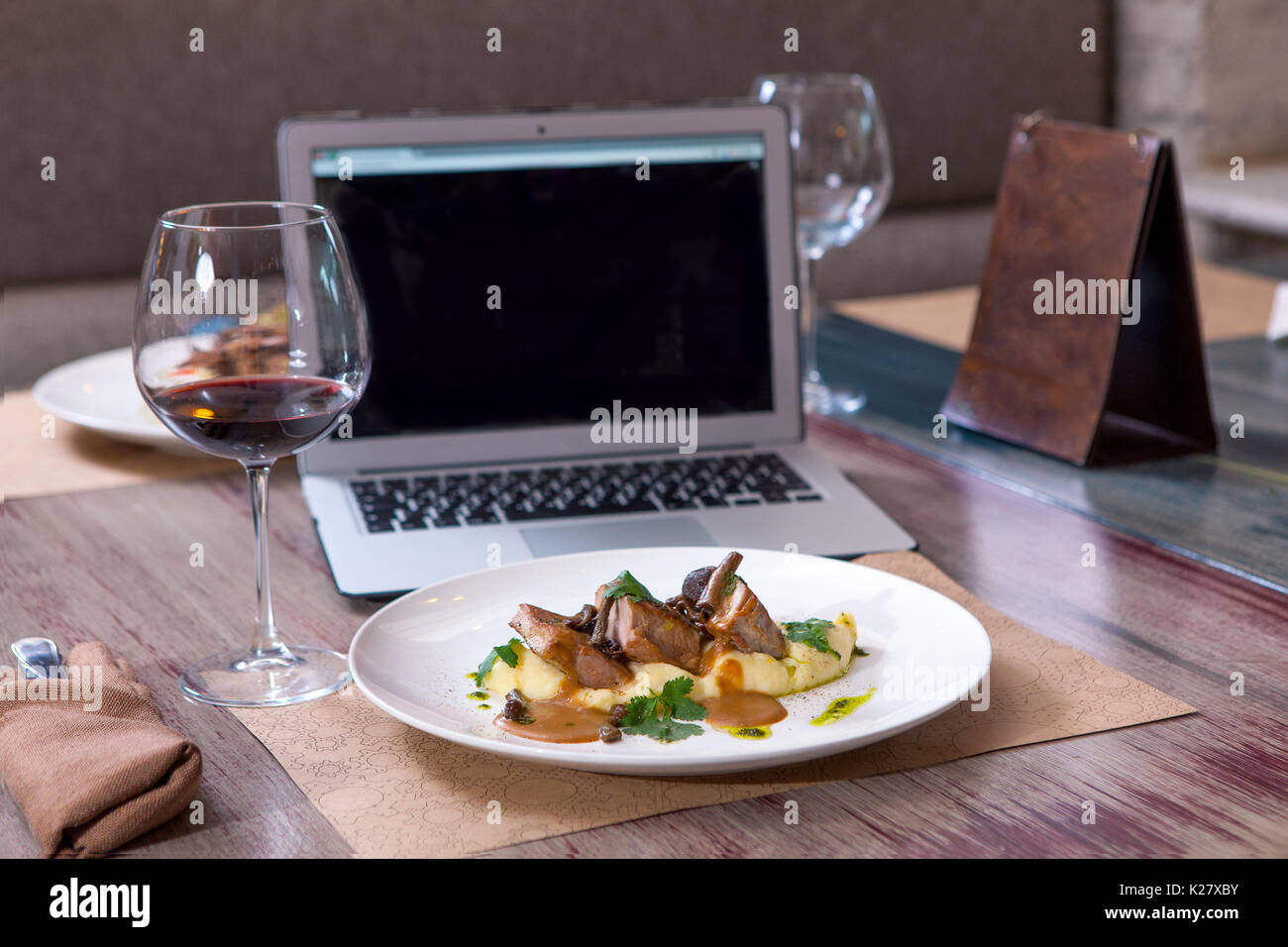 Healthy business lunch in the coffee, top view of vegetable food on ...