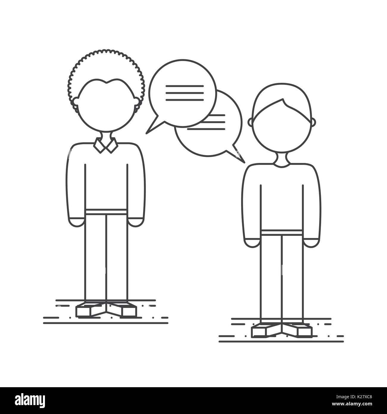 line man people conversation concept vector illustration Stock Vector ...