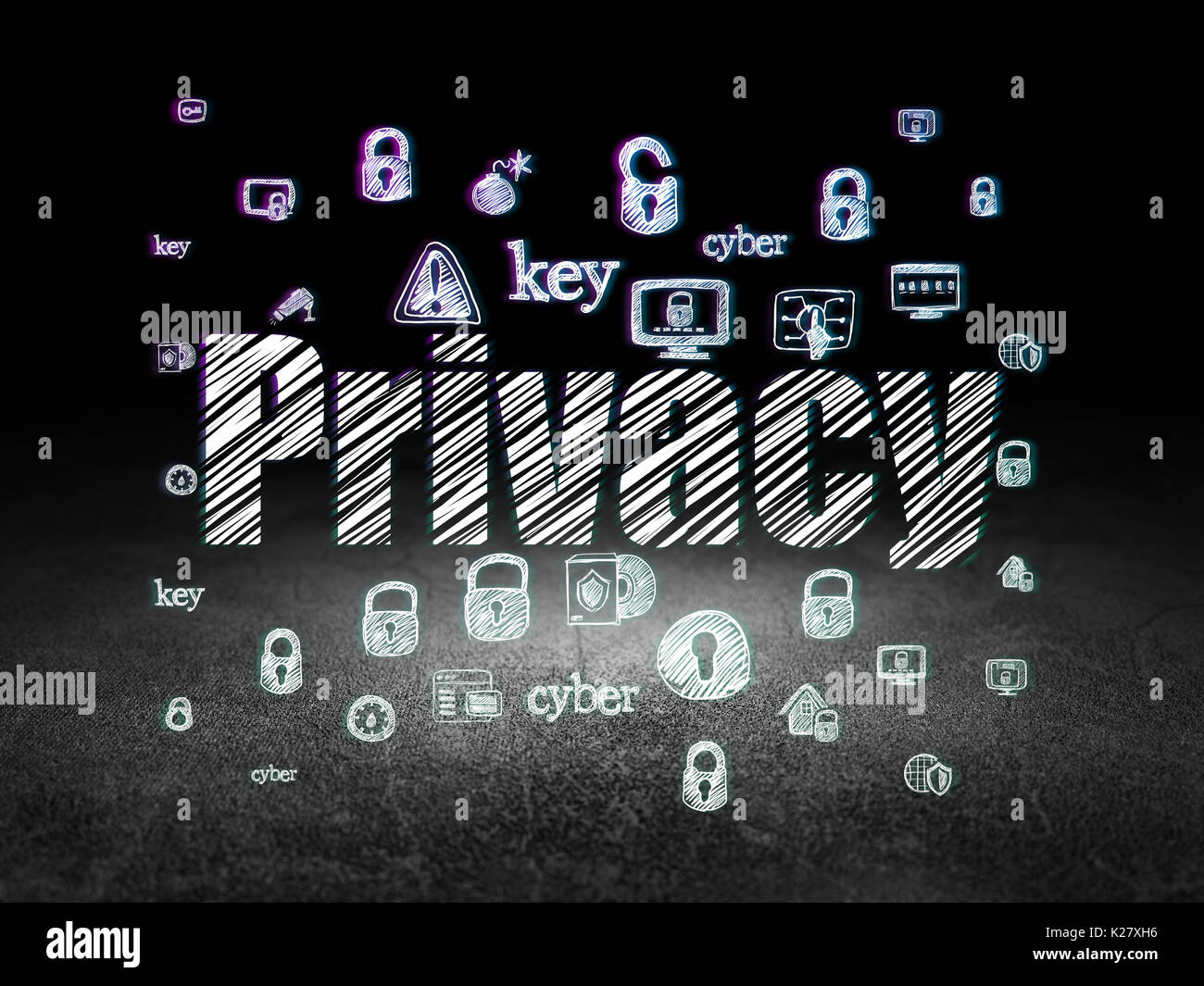Protection concept: Privacy in grunge dark room Stock Photo - Alamy