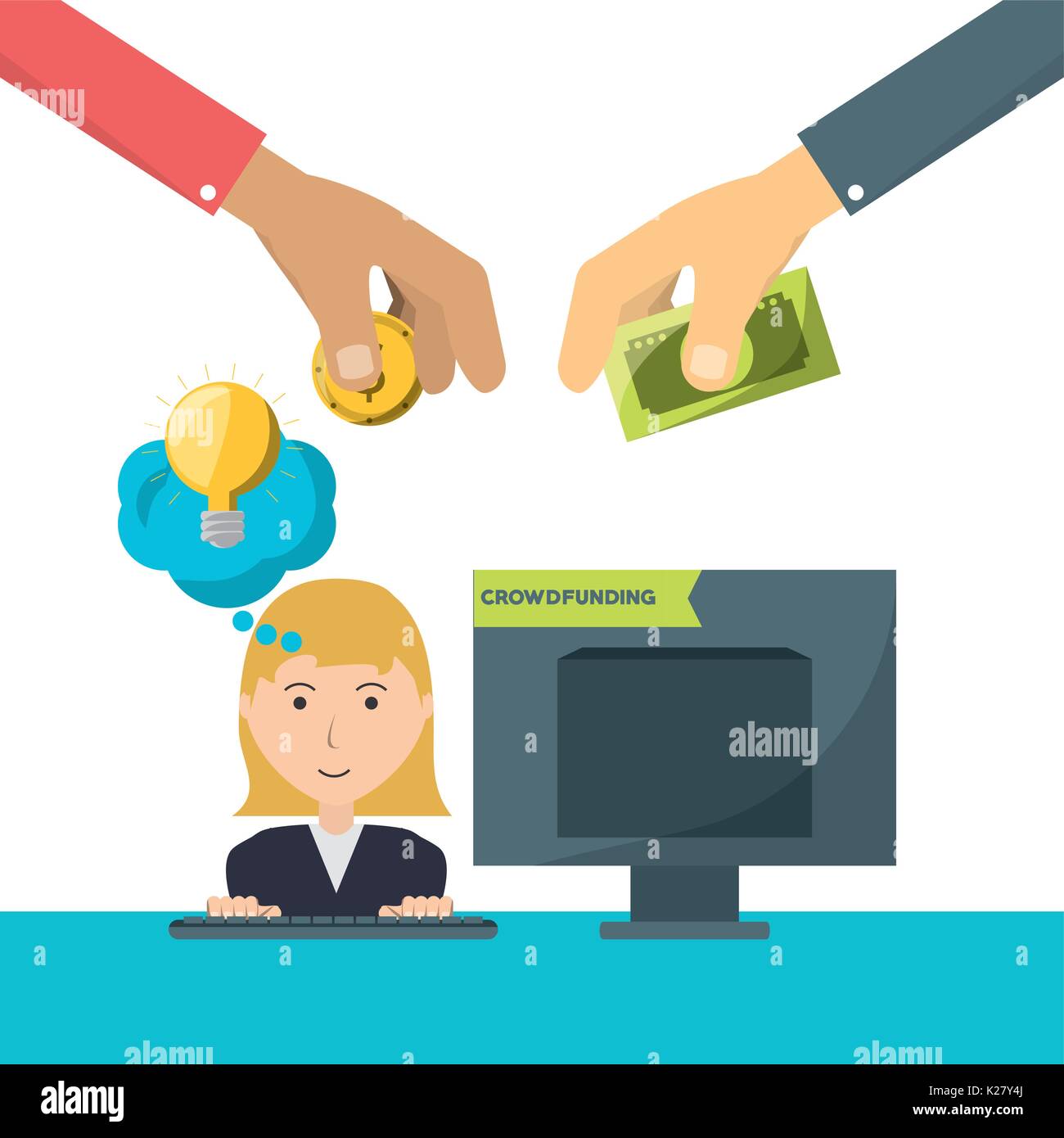 woman project to financial business support vector illustration Stock ...