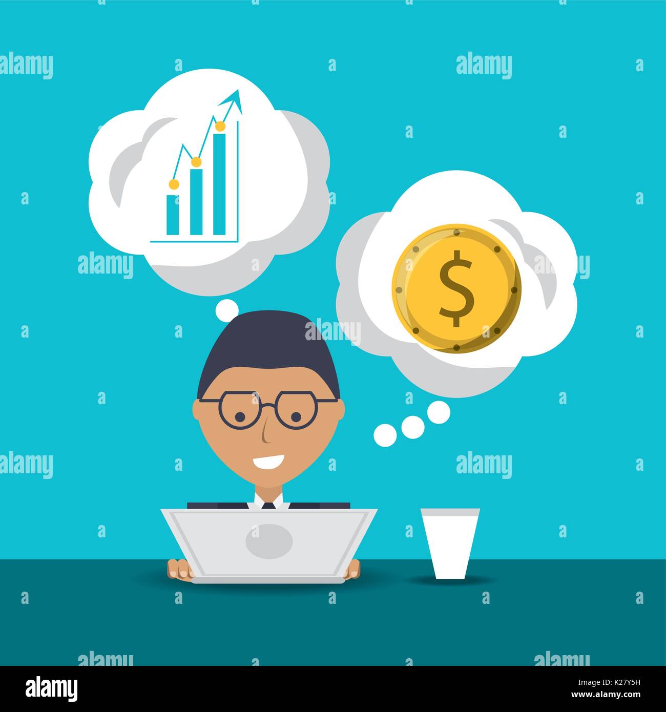 man crowndfunding and business finance support vector illustration ...