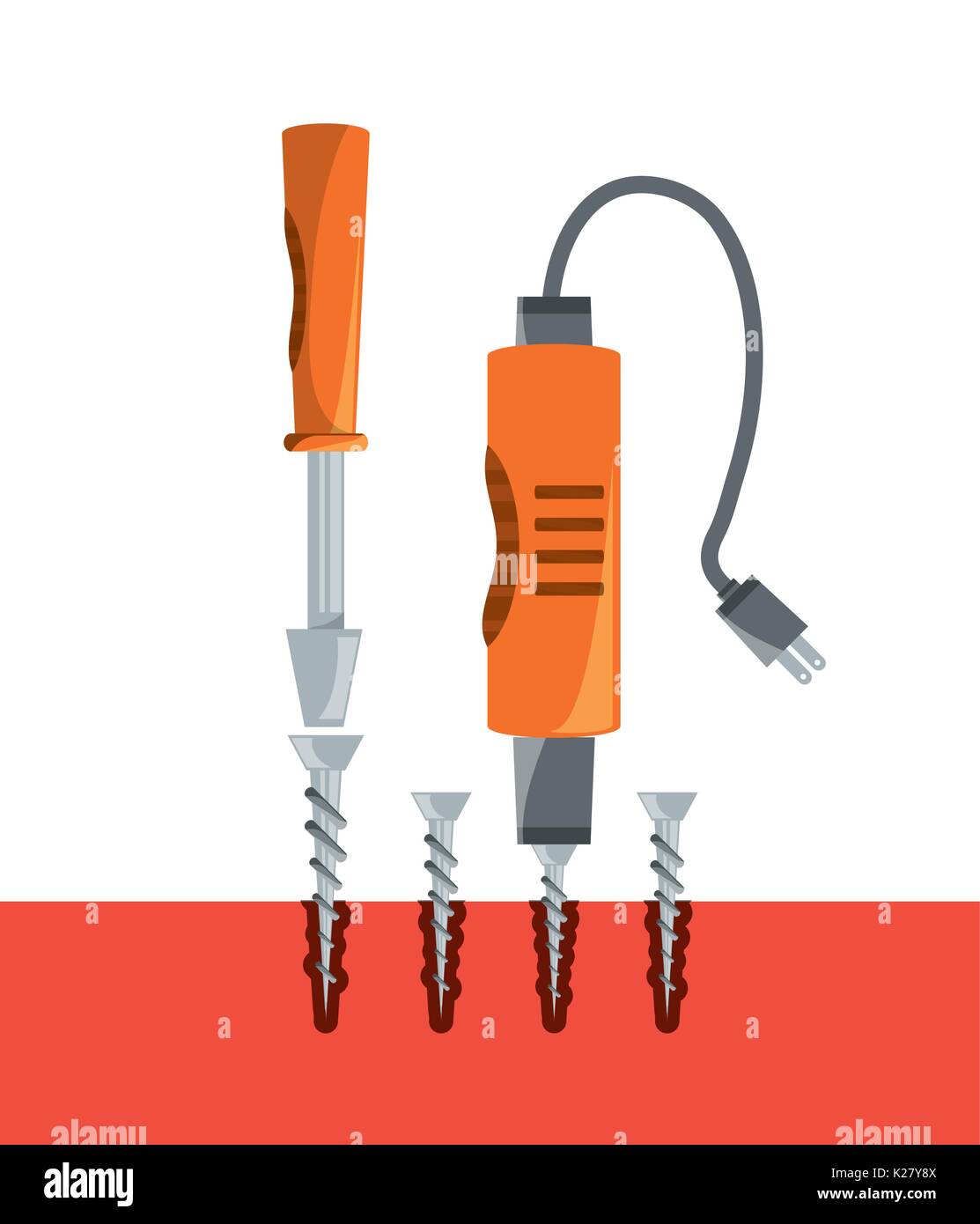 screwdriver machine tool to repair service vector illustration Stock ...