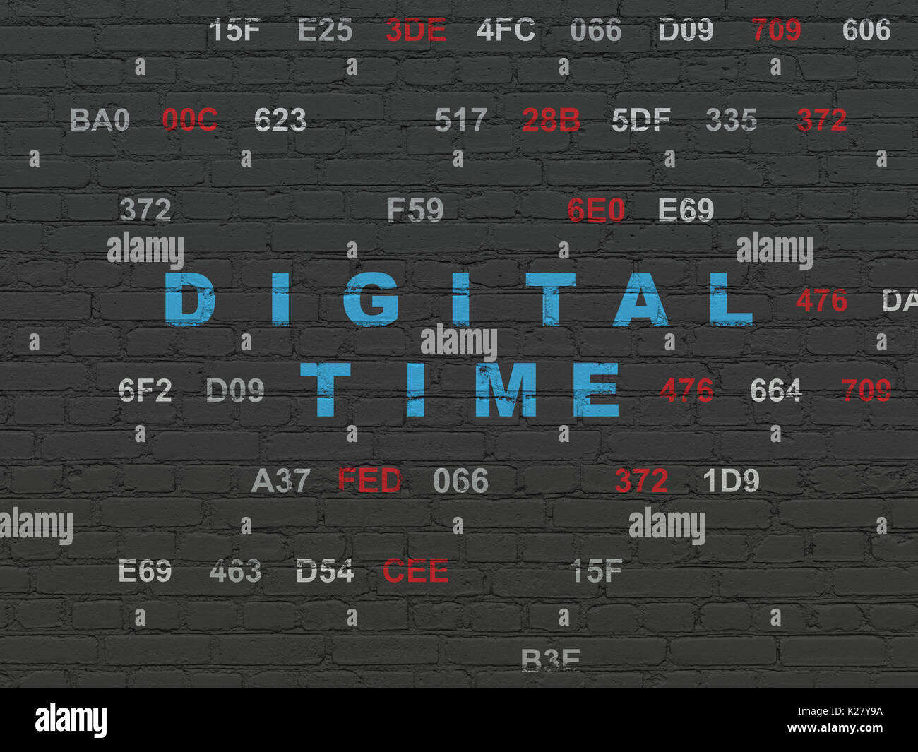 Timeline concept: Digital Time on wall background Stock Photo - Alamy