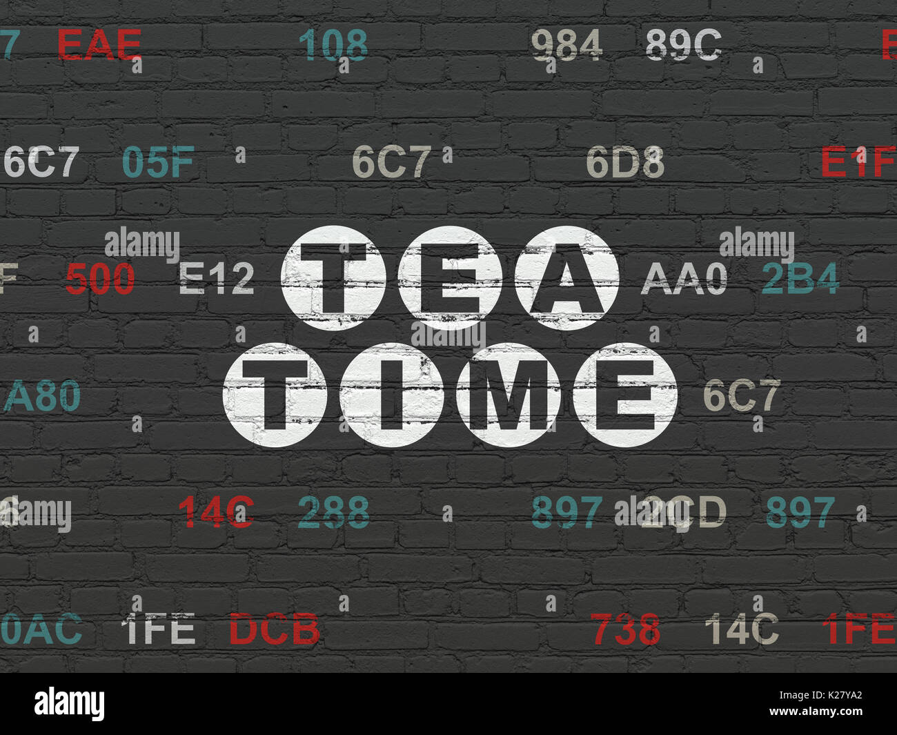 Timeline concept: Tea Time on wall background Stock Photo - Alamy