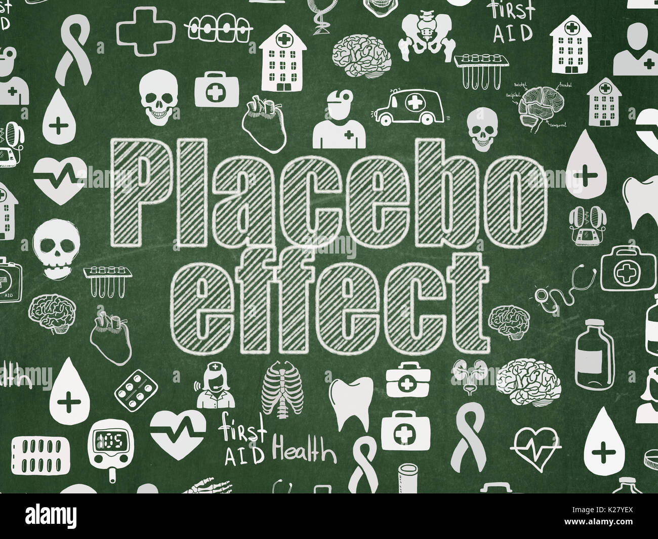 Health concept: Placebo Effect on School board background Stock Photo ...
