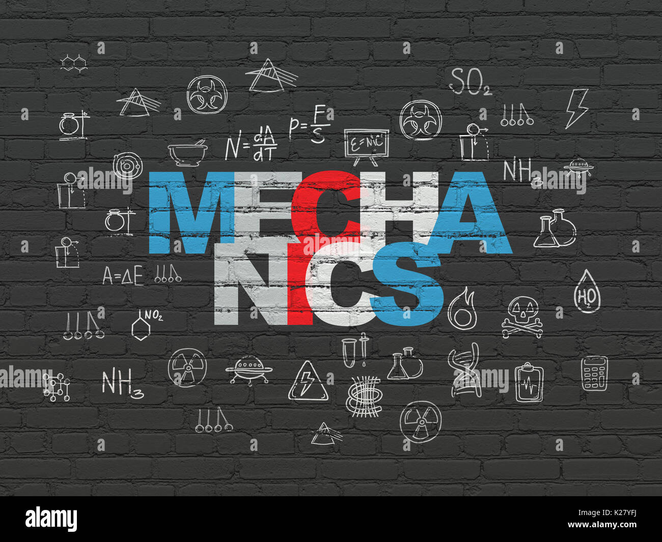 Science concept: Mechanics on wall background Stock Photo - Alamy