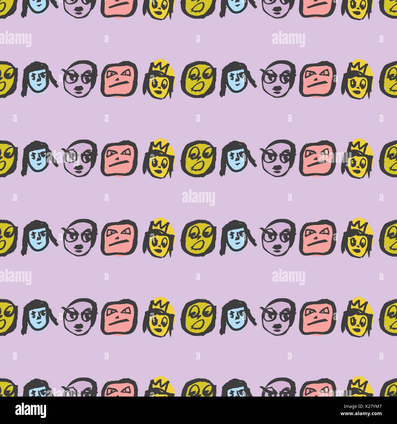 Doodles faces pattern Stock Vector Image & Art - Alamy