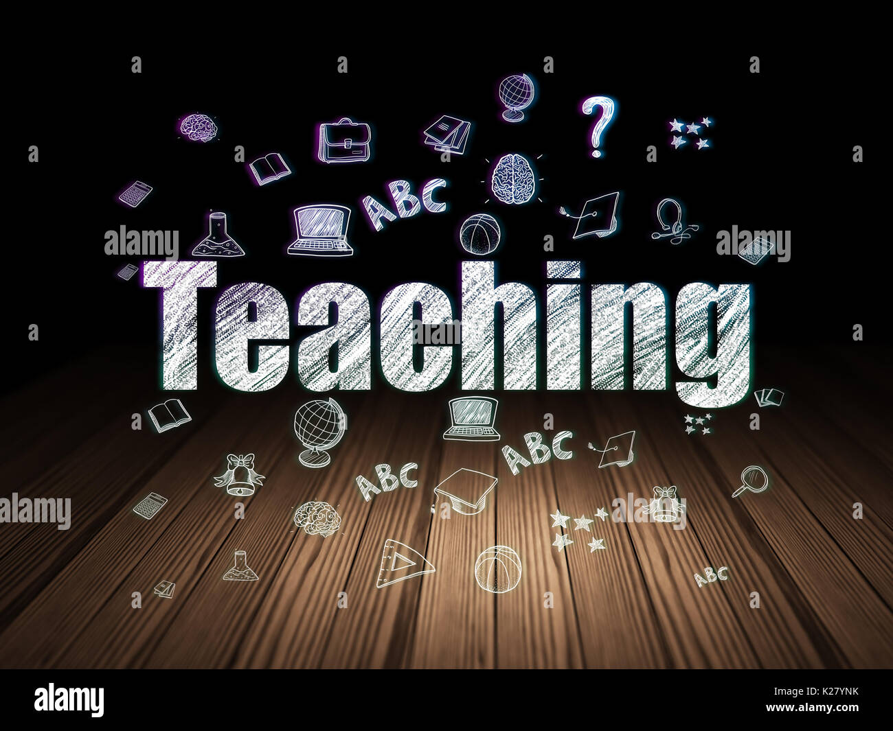 Learning concept: Teaching in grunge dark room Stock Photo - Alamy