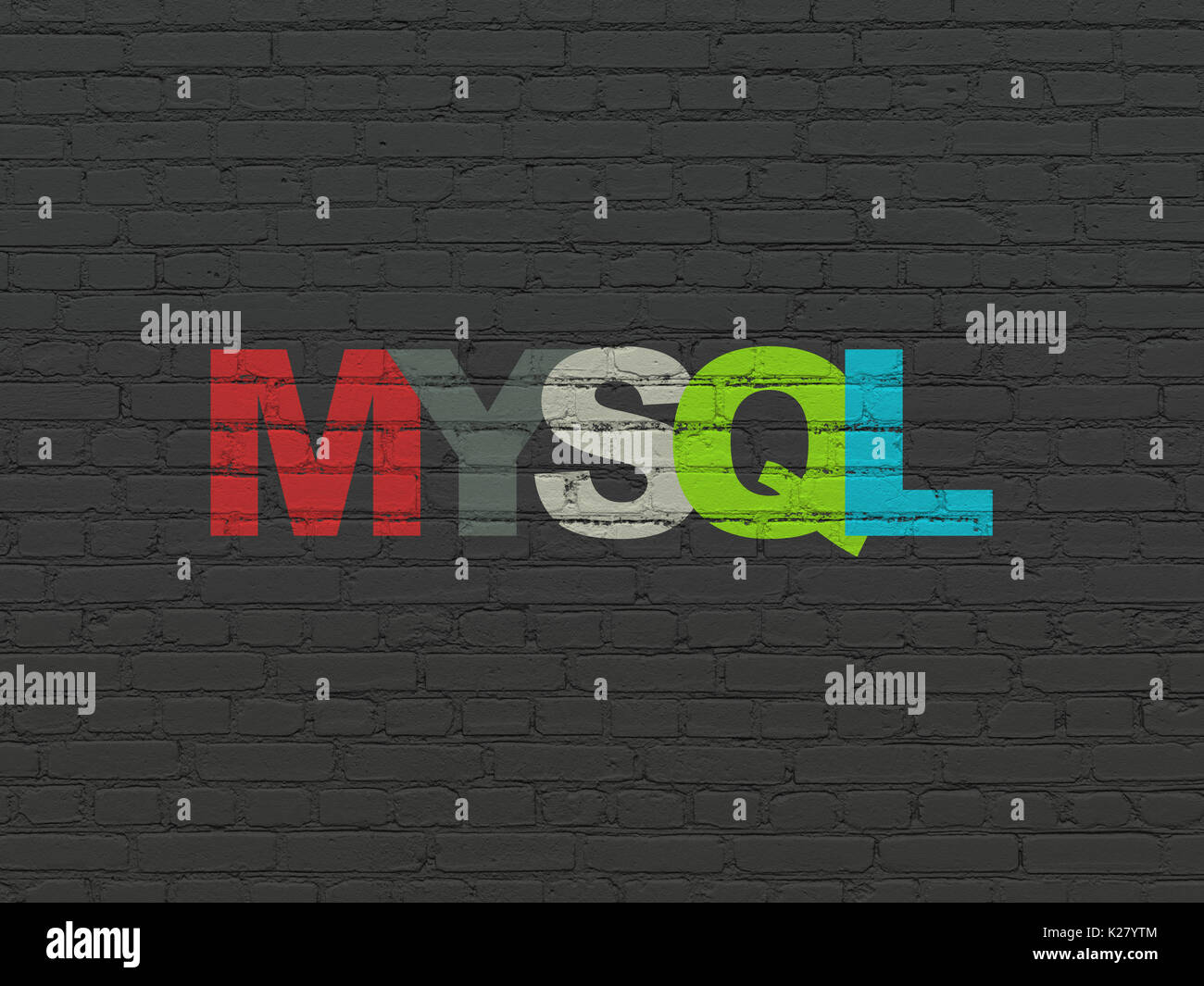 Database concept: MySQL on wall background Stock Photo - Alamy