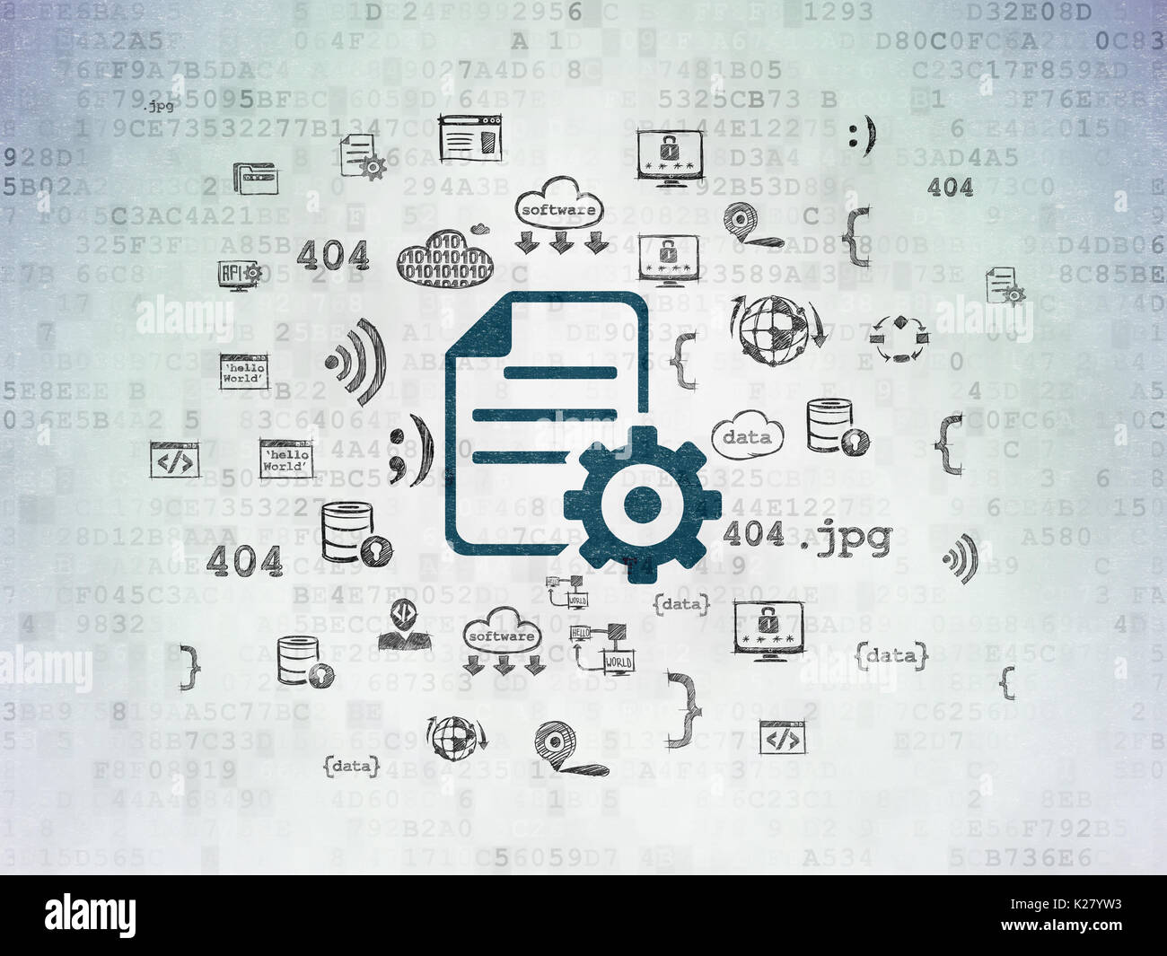 Software concept: Gear on Digital Data Paper background Stock Photo - Alamy