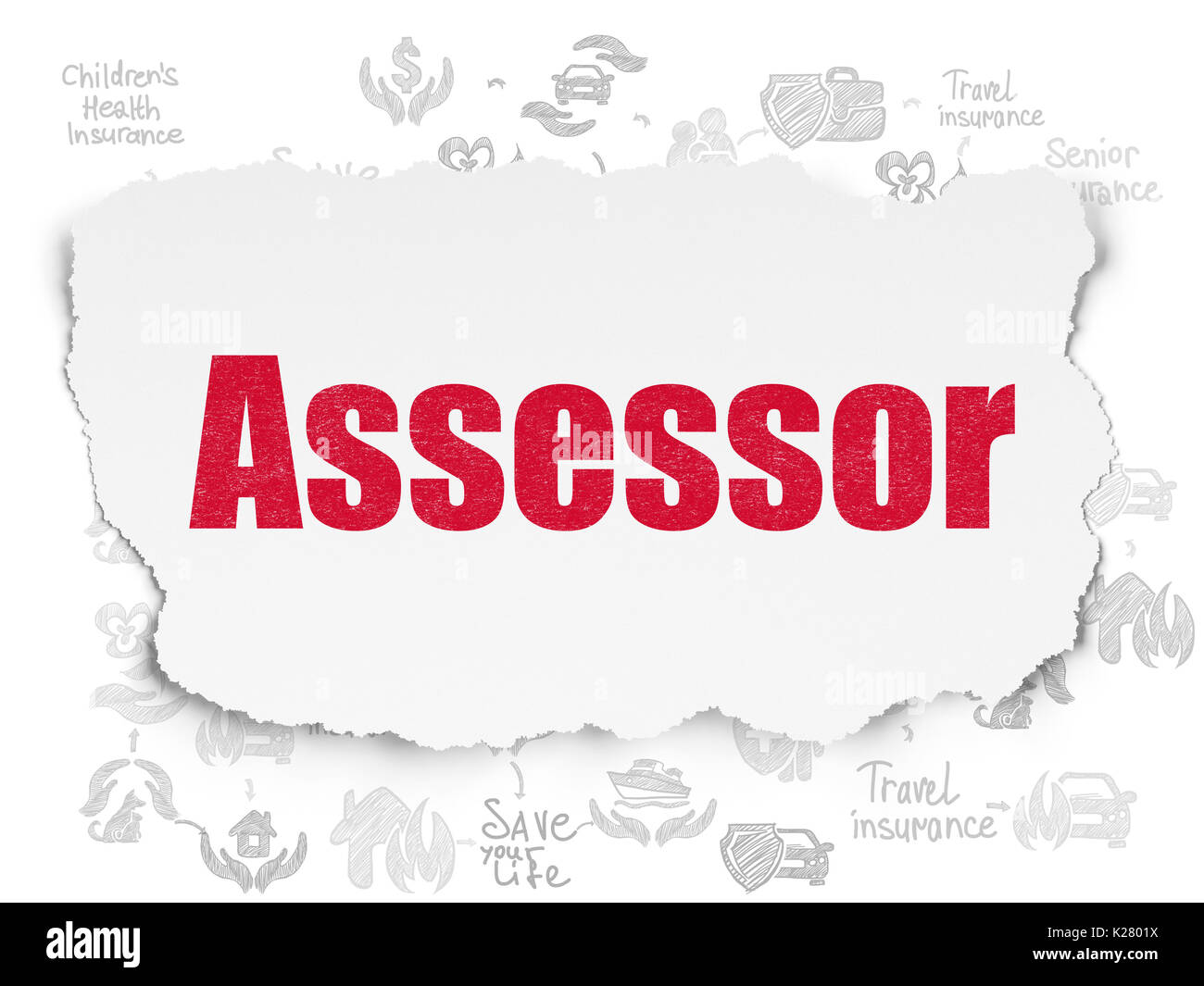 Insurance concept: Assessor on Torn Paper background Stock Photo - Alamy