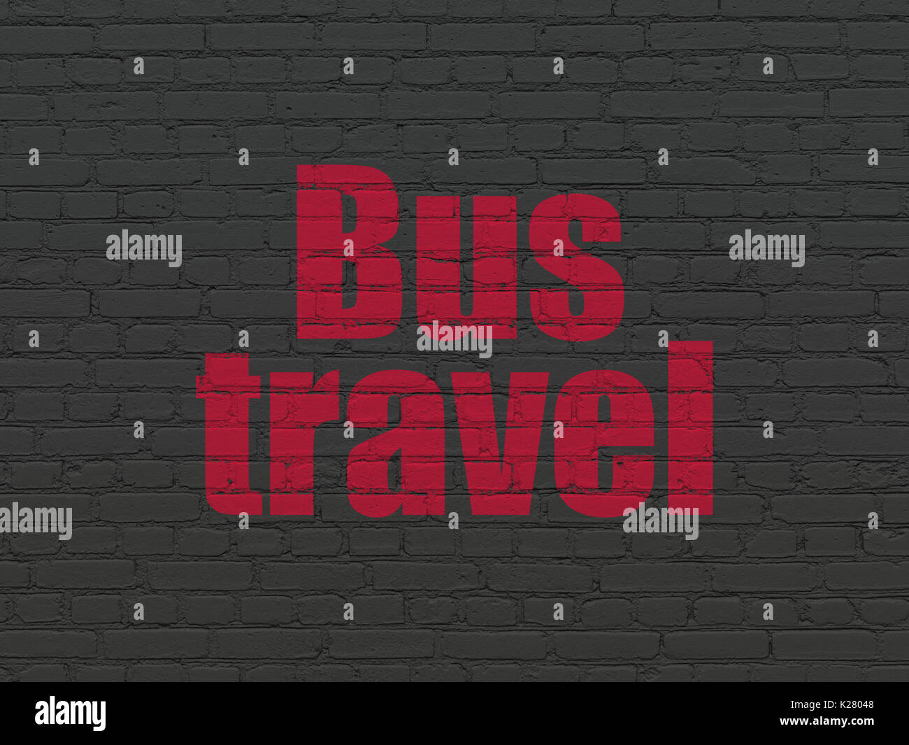 Vacation concept: Bus Travel on wall background Stock Photo - Alamy