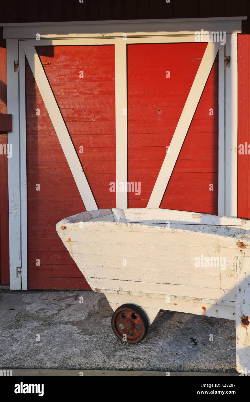 Battened and braced closed door of rorbu-traditional seasonal fishing ...