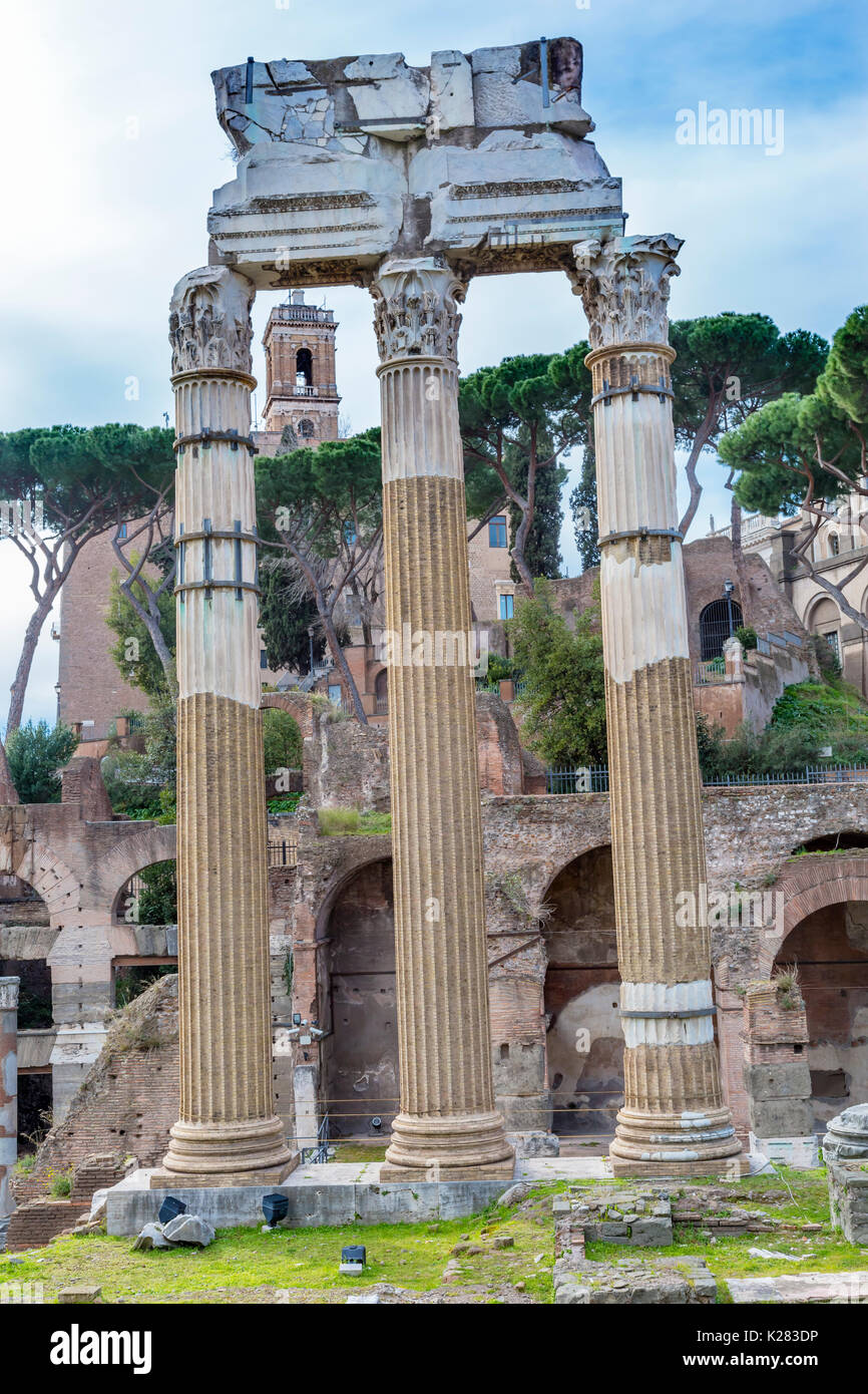 Temple of Vespasian and Titus Corinthian Columns Roman Forum Rome Italy ...