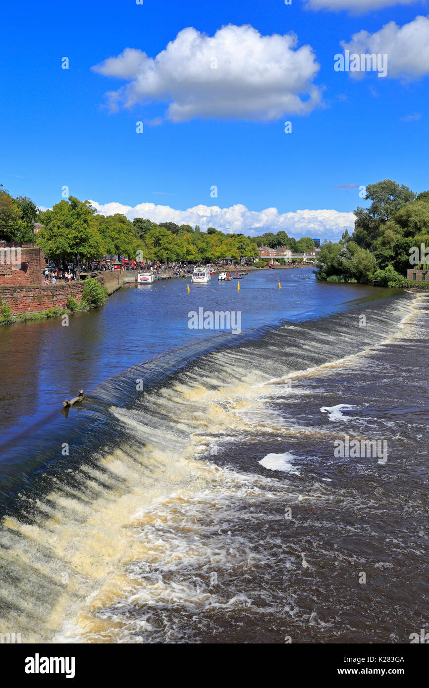 The weir on the River Dee, Chester, Cheshire, England, UK Stock Photo ...