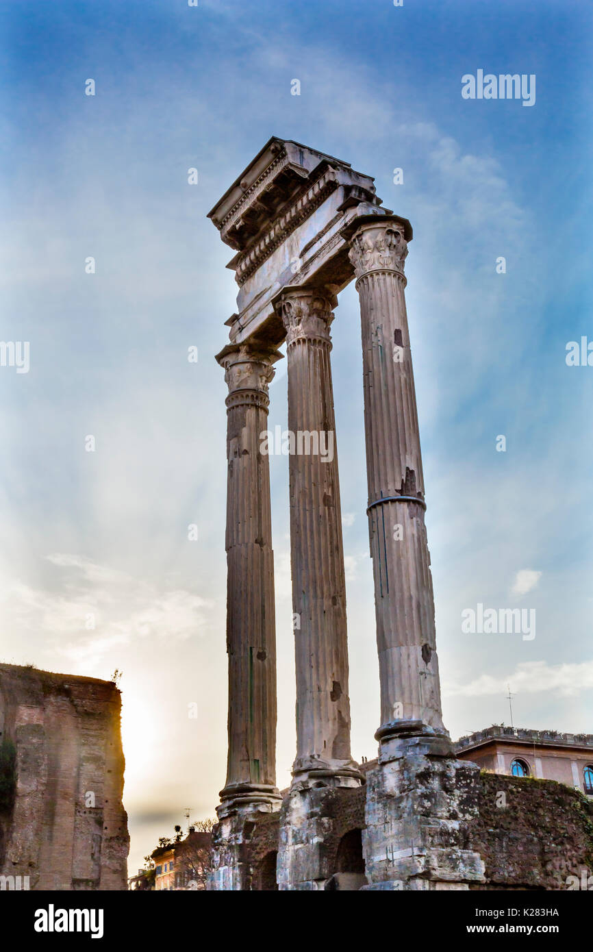 Temple of Vespasian and Titus Corinthian Columns Roman Forum Rome Italy ...