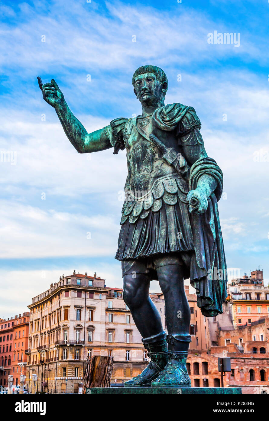 August Caesar Bronze Statue Buildings Rome Italy. Modeled on ancient ...